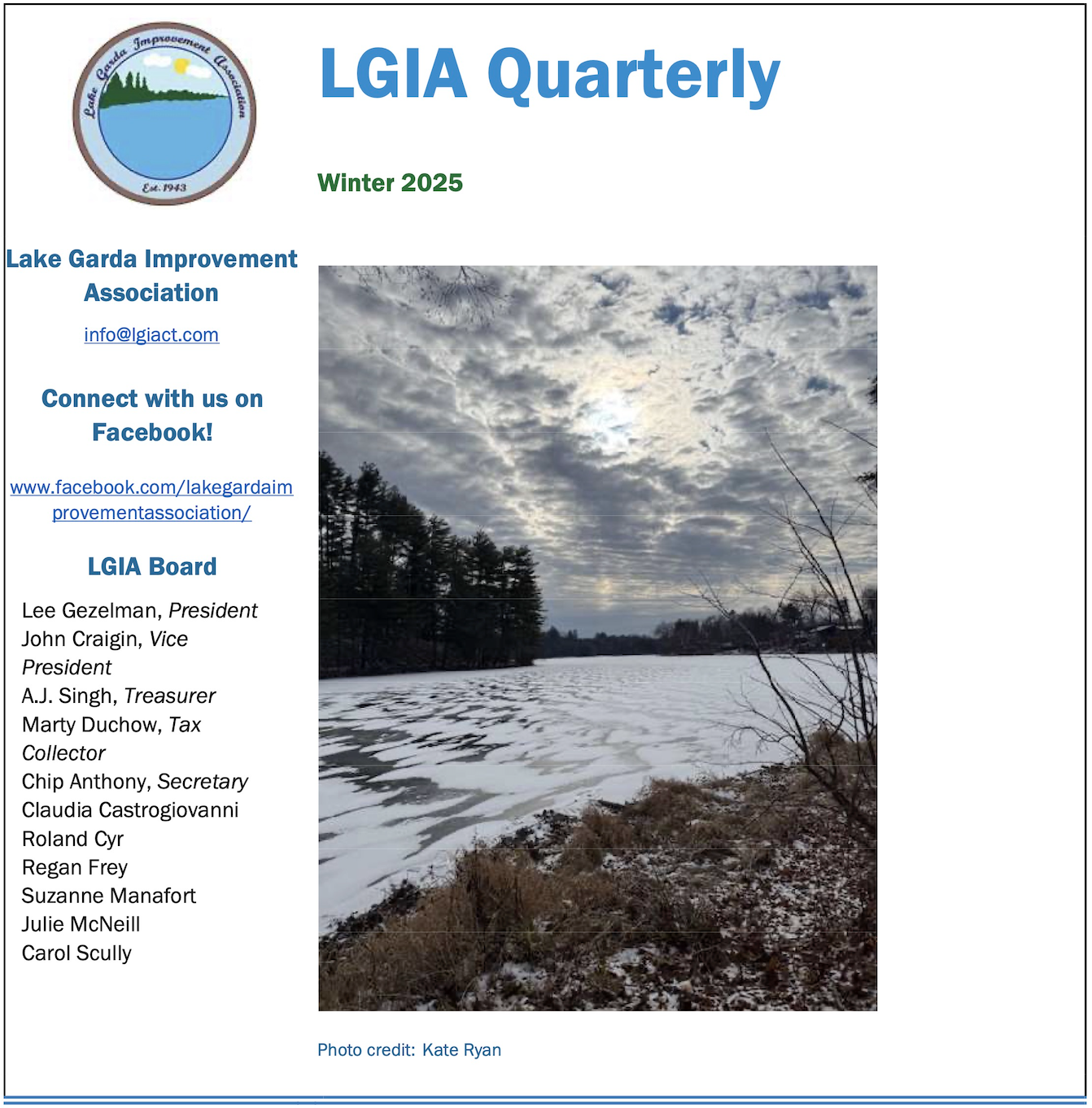 LGIA Quarterly Winter 2025 – The Lake Garda Improvement Association